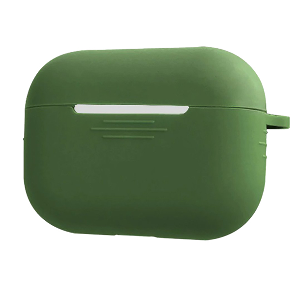 Чехол для кейса наушников Apple AirPods Pro силиконовый с карабином (темно-зеленый)