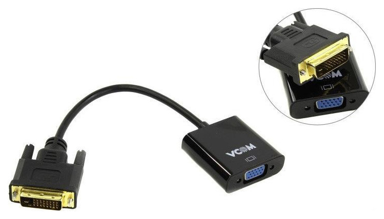 Адаптер VCOM DVI-VGA, M-F Black (CG491)