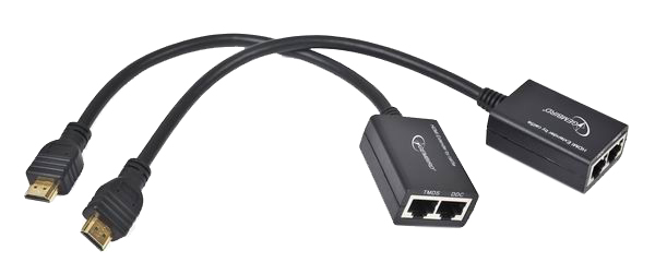 Адаптер Cablexpert HDMI-2xRJ45, M-F 0,3м Black (DEX-HDMI-01)
