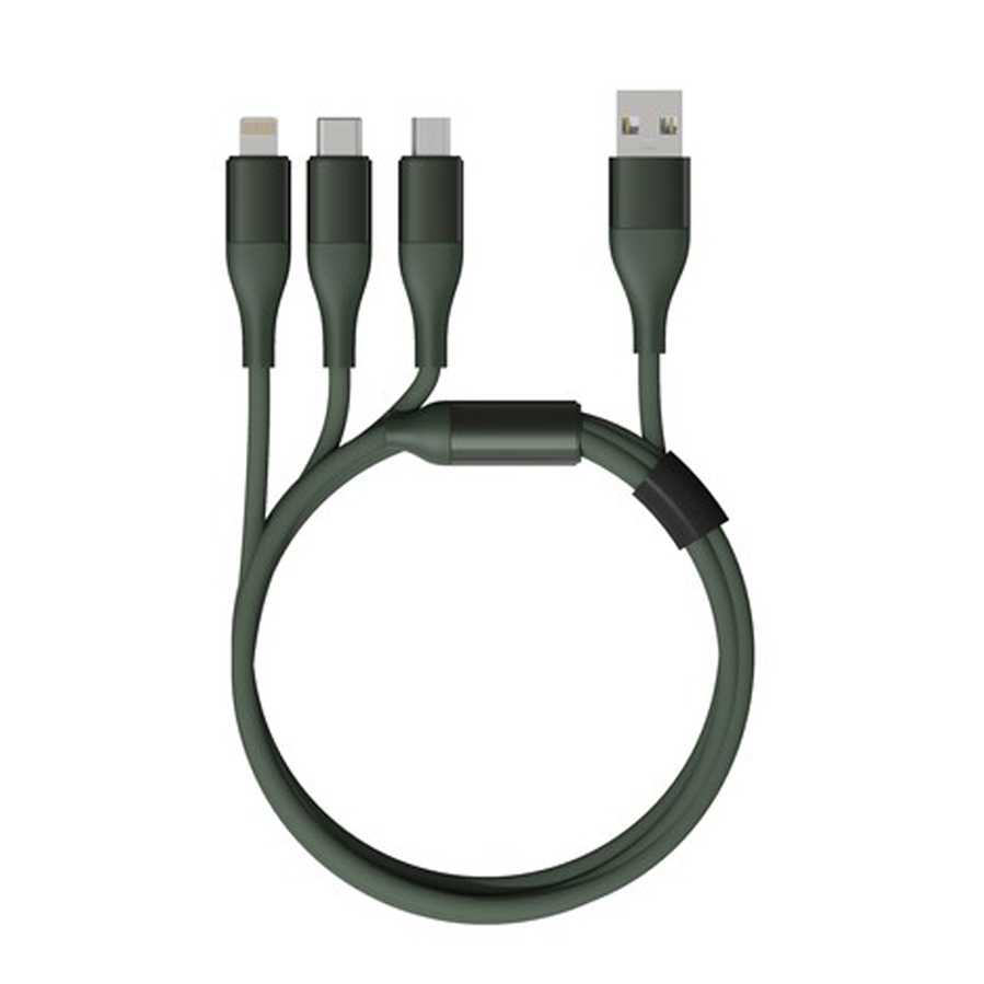 Кабель SOLOVE DW2GreenR Lightning - Type-C - Micro USB, 1.2 м, зеленый
