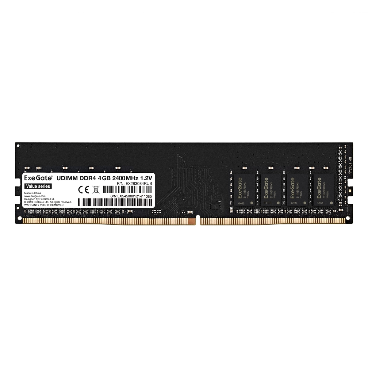 Оперативная память ExeGate 4Gb DDR4 EX283084RUS (EX283084RUS), DDR4 1x4Gb, 2400MHz