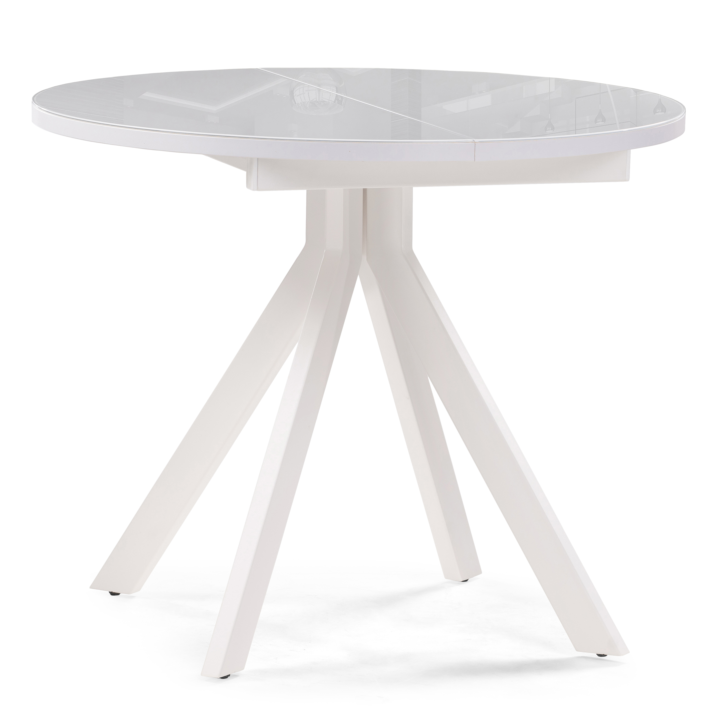 Стеклянный стол Мебельные решения Ален 90(120)х90х75 белый