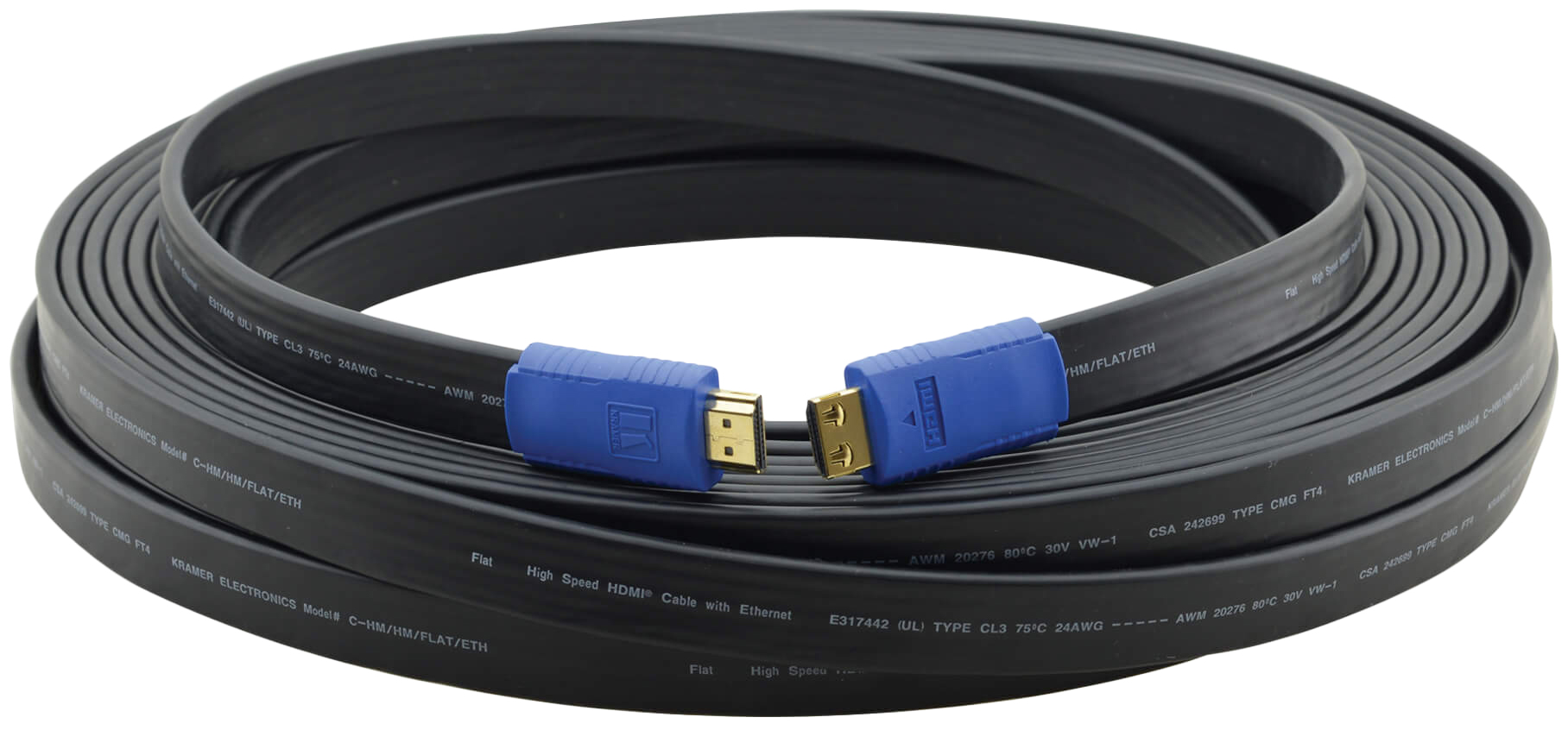 Кабель Kramer HDMI - HDMI 1,8м Blue/Black (C-HM/HM/FLAT/ETH-6)