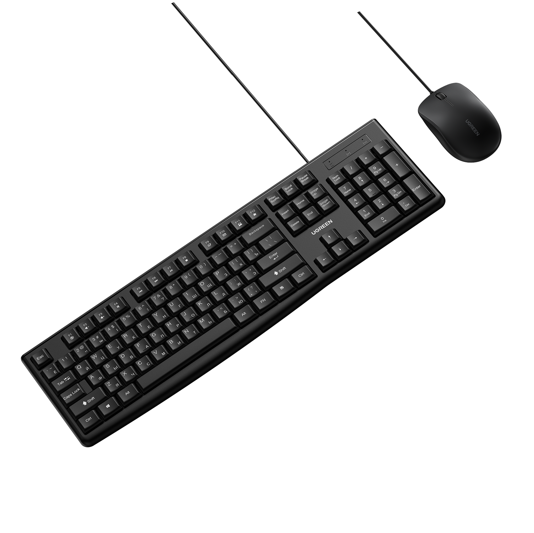 Комплект проводная клавиатура и проводная мышка UGREEN MK003 (15217) с кабелем USB