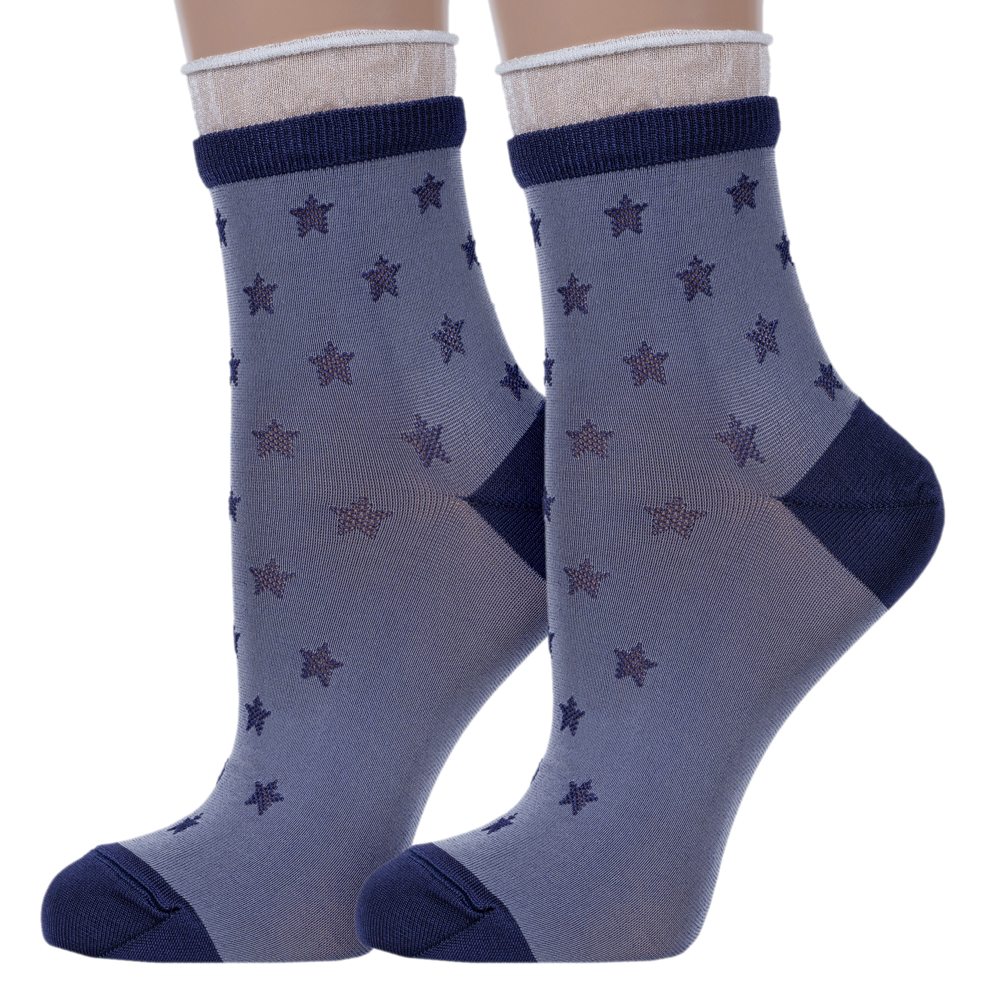 Комплект носков женских NOSMAG 2-19С-189СП синих; прозрачных 23