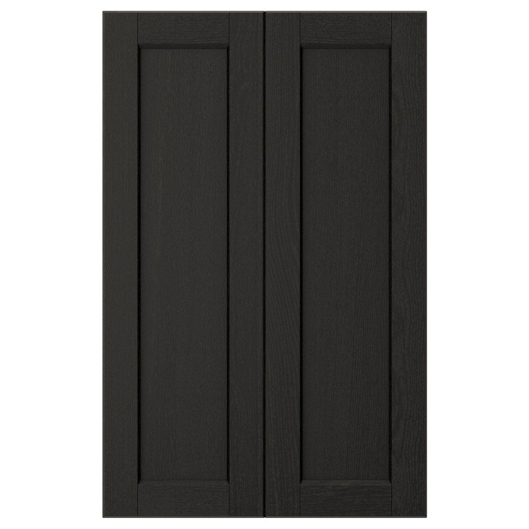 Мебельная дверь IKEA ЛЕРХЮТТАН 303.565.03 черная морилка 25x80 2шт