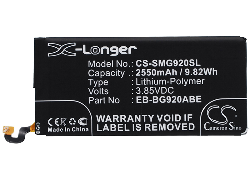 Аккумулятор CameronSino для Samsung Galaxy S6 CS-SMG920SL 3.85V 2550mAh 066084