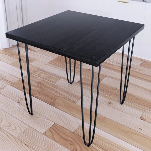 Стол кухонный Solarius Loft металл-дерево 70x70х75 черный оникс черные ножки