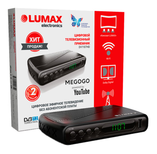 DVB-T2 приставка Lumax DV-1107HD Black