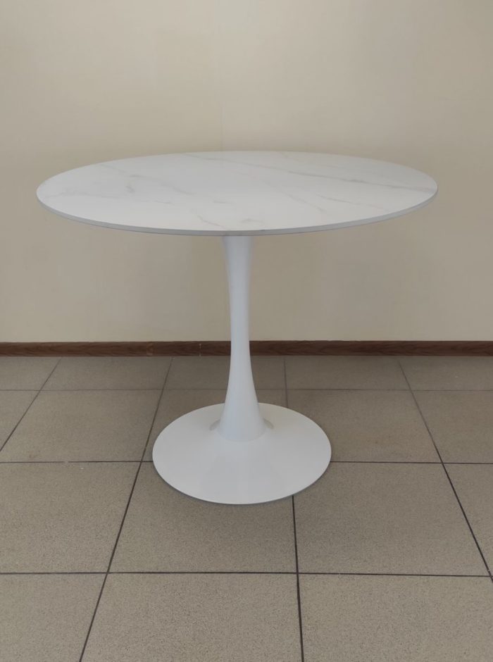Стол кухонный Терминал TULIP CERAMIC, 89х89х74 см, белый/керамика Snow White