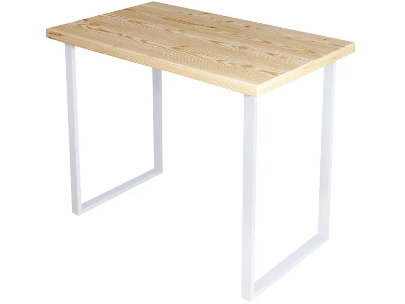 Стол кухонный Solarius Loft металл-дерево 100х60х75, без шлифовки и покрытия, белые ножки