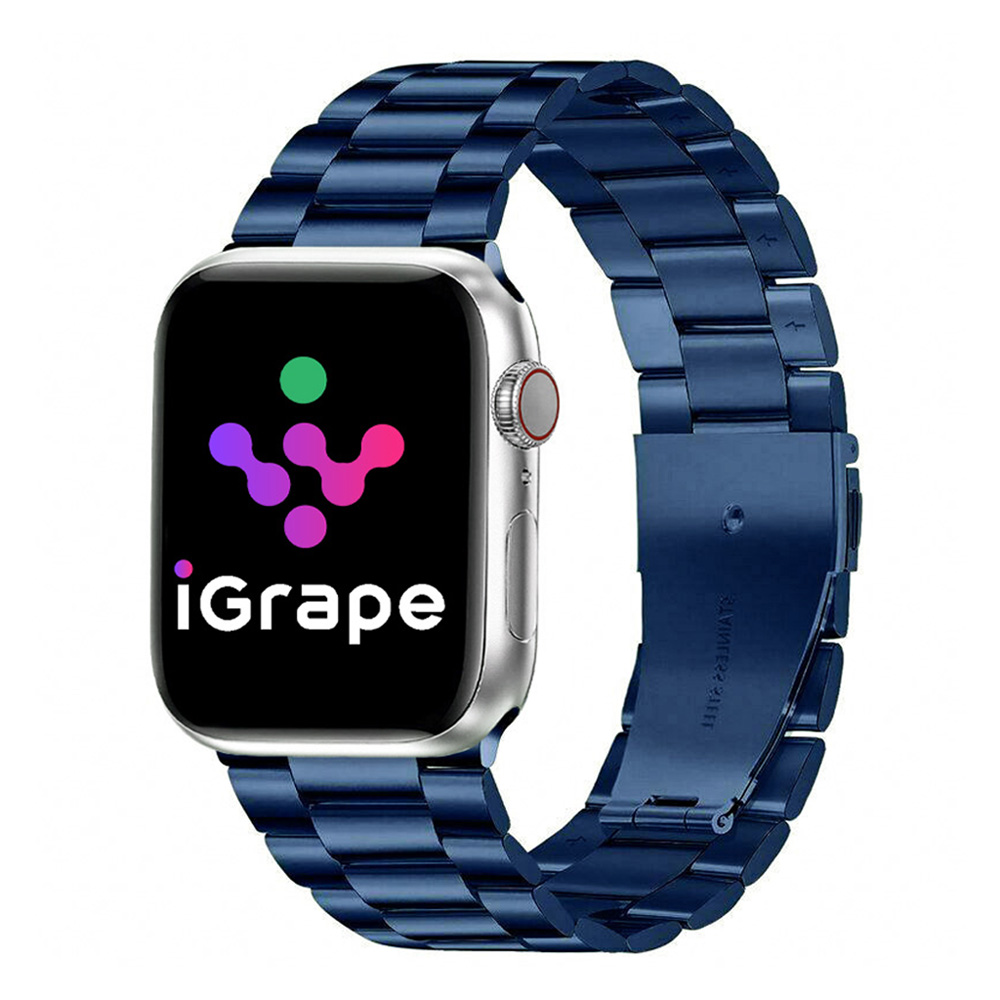 Ремешок iGrape для Apple Watch из нержавеющей стали 42/44/45 мм (Синий)
