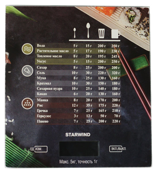 Весы кухонные Starwind SSK3377