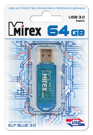 Флешка MIREX Elf 64ГБ Blue (13600-FM3BEF64)