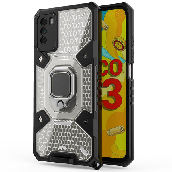 Противоударный чехол Epik Honeycomb Armor с защитой камеры и кольцом для Xiaomi Poco M3