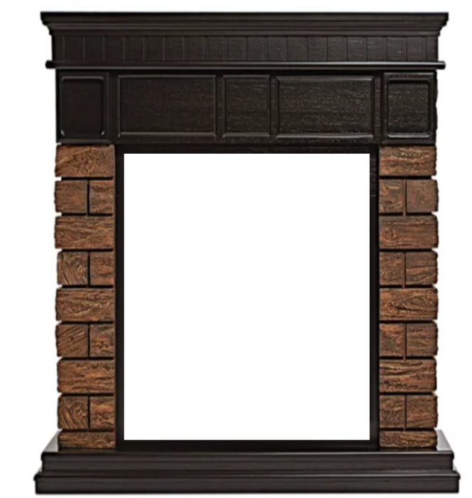 Классический портал для камина Firelight Bricks Wood Classic камень темный, шпон, венге