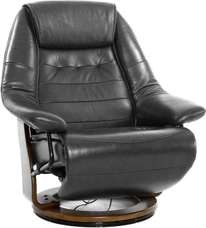 Кожаное кресло с реклайнером и электрическим приводом Relax Concord DGY, темно-серый