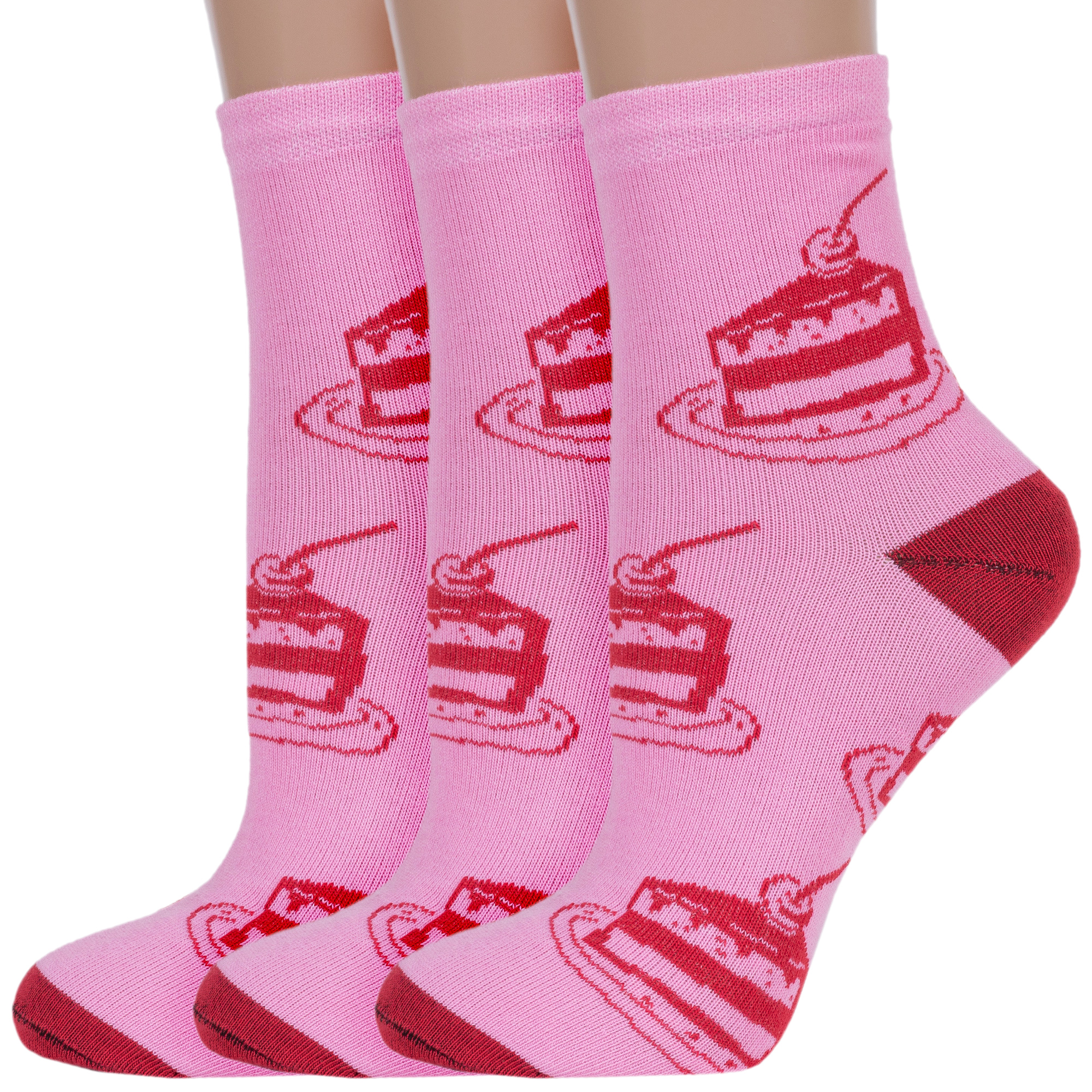 Комплект носков женских Альтаир 3-А215 розовых; красных 23