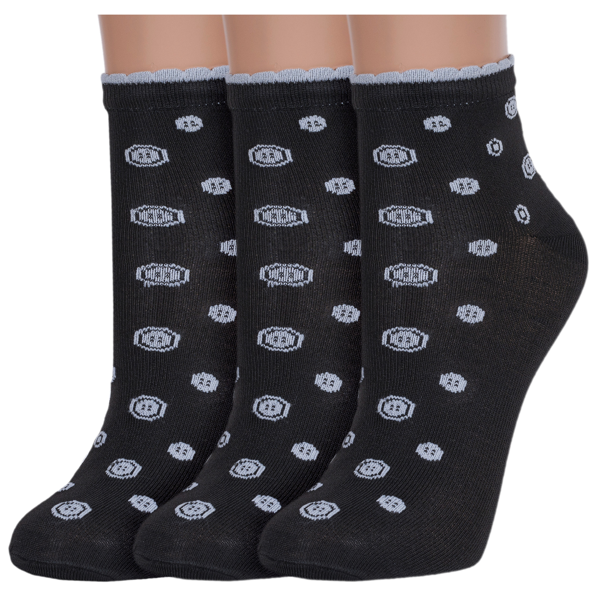 Комплект носков женских Альтаир 3-С211 черных; серых 23-25