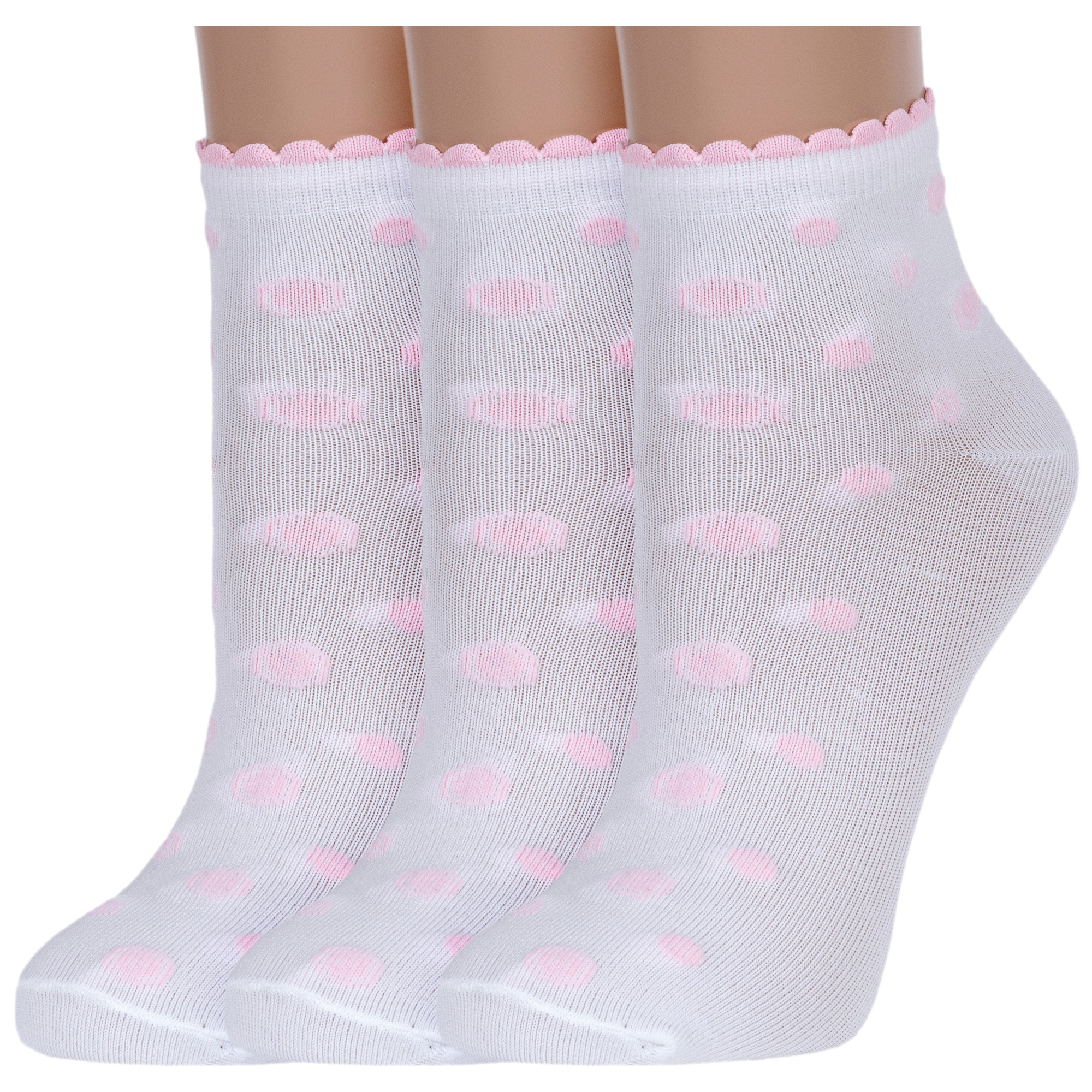 Комплект носков женских Альтаир 3-С211 белых; розовых 35-38