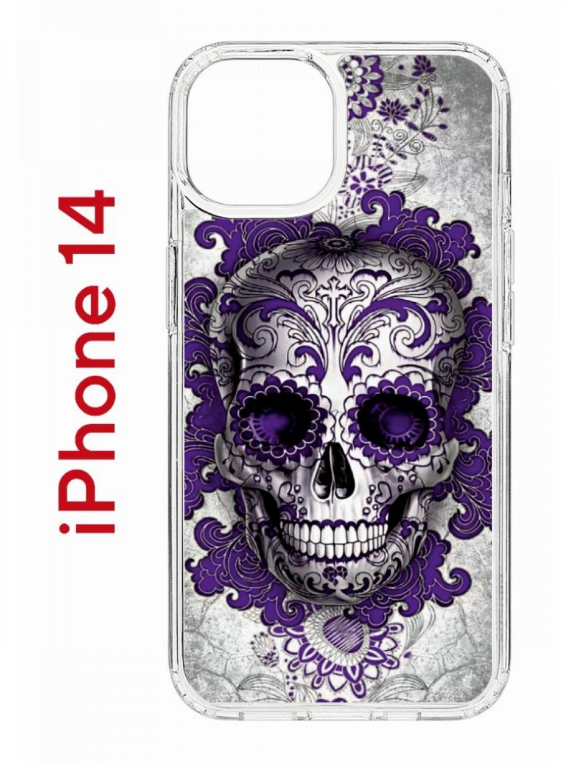 Чехол на iPhone 14 с принтом Kruche Print Sugar Skull, бампер с защитой камеры