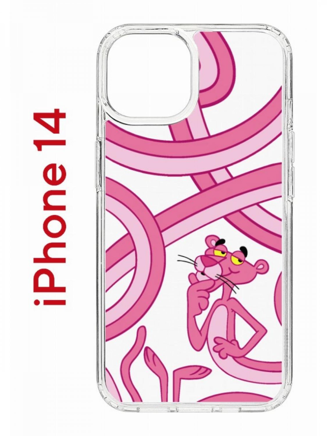 Чехол на iPhone 14 с принтом Kruche Print Розовая Пантера, бампер с защитой камеры