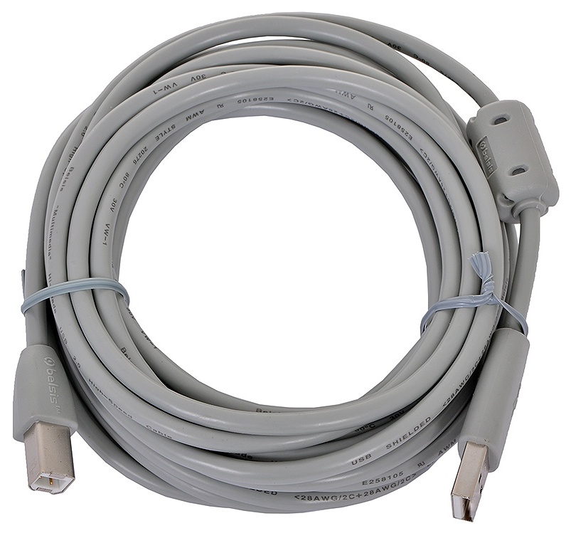 Мультимедийный кабель для принтера USB2.0 A вилка-USB B вилка c ф/фильтром, 5м.,BW1413