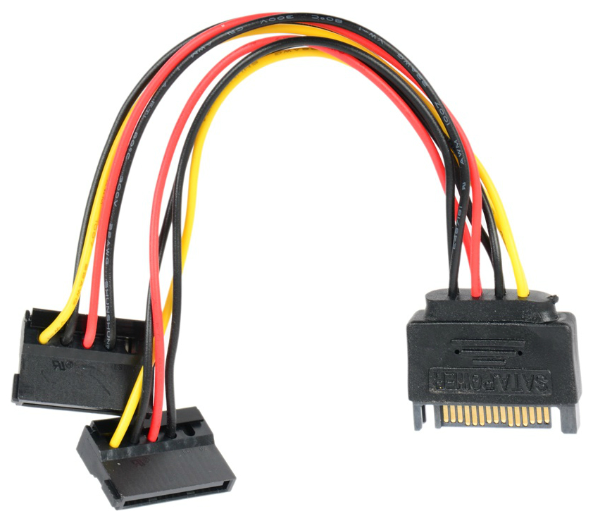 Адаптер Orient SATA 15 pin-2xSATA 15 pin, M-F 0,15м Black (C574)