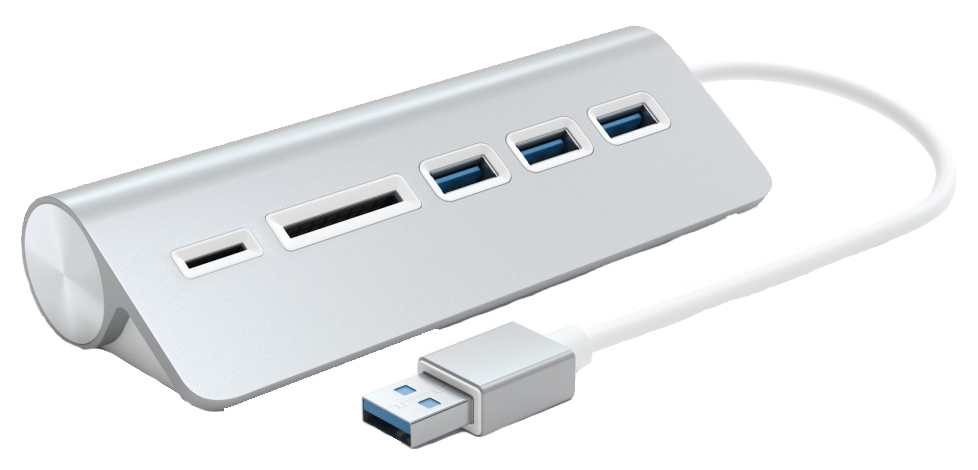 Разветвитель для компьютера Satechi Aluminum USB 3.0 Hub & Card Reader ST-3HCRS
