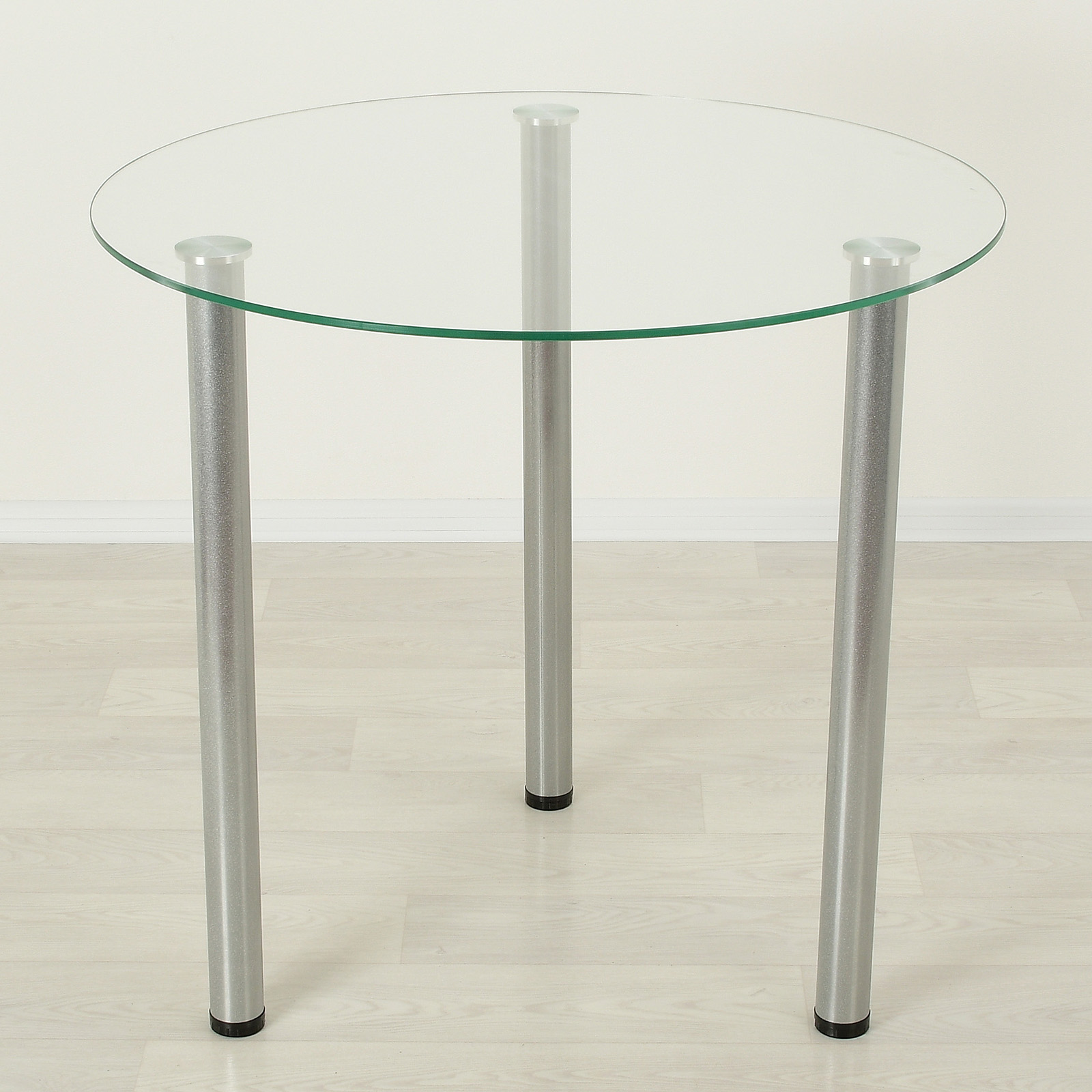 Стеклянный стол Mebel Apartment Эдель 18-3 прозрачный/металлик D75
