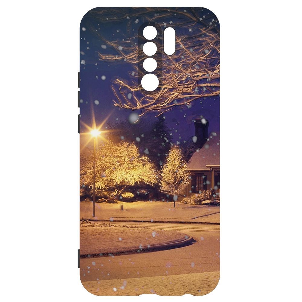 Чехол-накладка Krutoff Софт Кейс Зимняя сказка для Xiaomi Redmi 9 черный