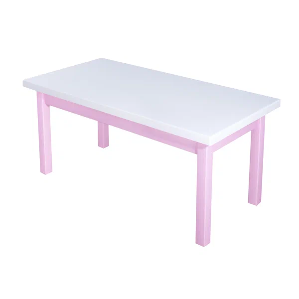 Журнальный стол Solarius Классика дерево 120х70х46, белый с розовыми ножками