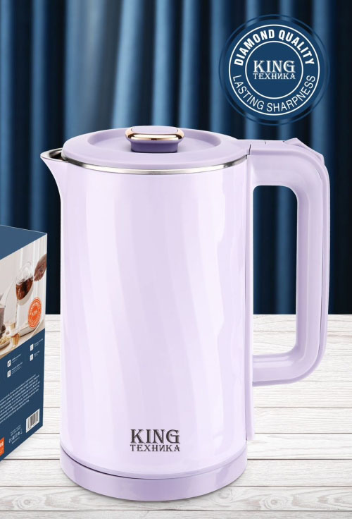 Чайник электрический King 5004 1.8 л бежевый; белый; фиолетовый