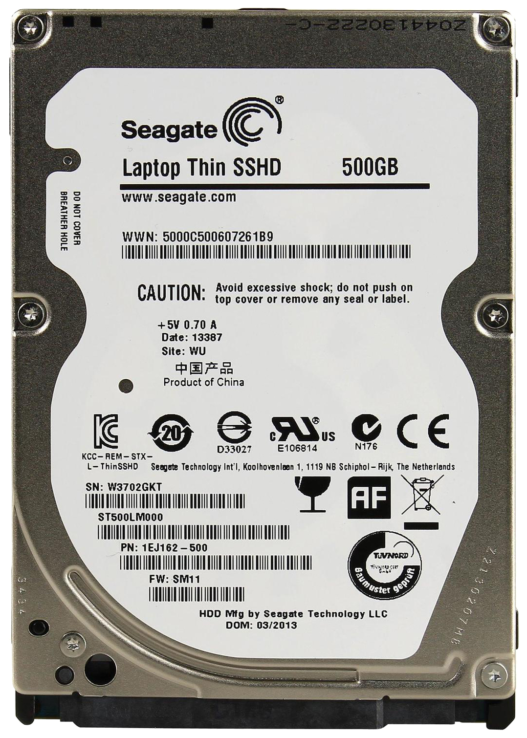 Гибридный жесткий диск Seagate Momentus Thin 500ГБ (ST500LM000)