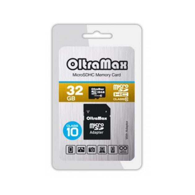 Карта памяти Oltramax MicroSD 32GB Class 10 + SD адаптер