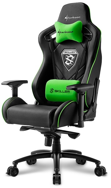 Игровое кресло Sharkoon Skiller SGS4 BK/GN, черный/зеленый