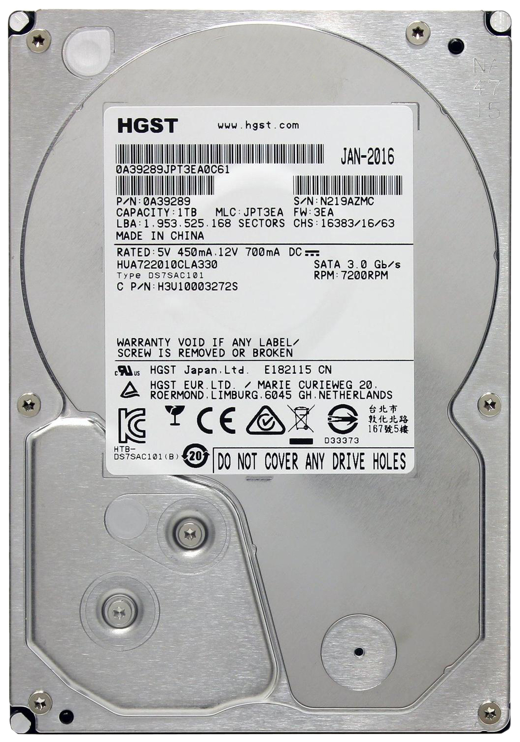 Жесткий диск HGST Ultrastar A7K2000 1ТБ (HUA722010CLA330)