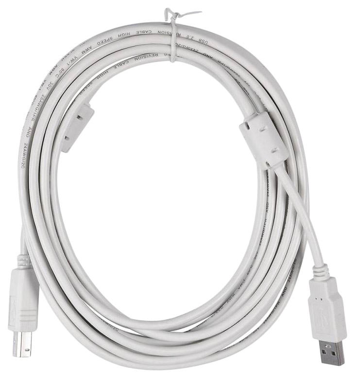 Кабель BURO USB A-USB B, M-M 5м White