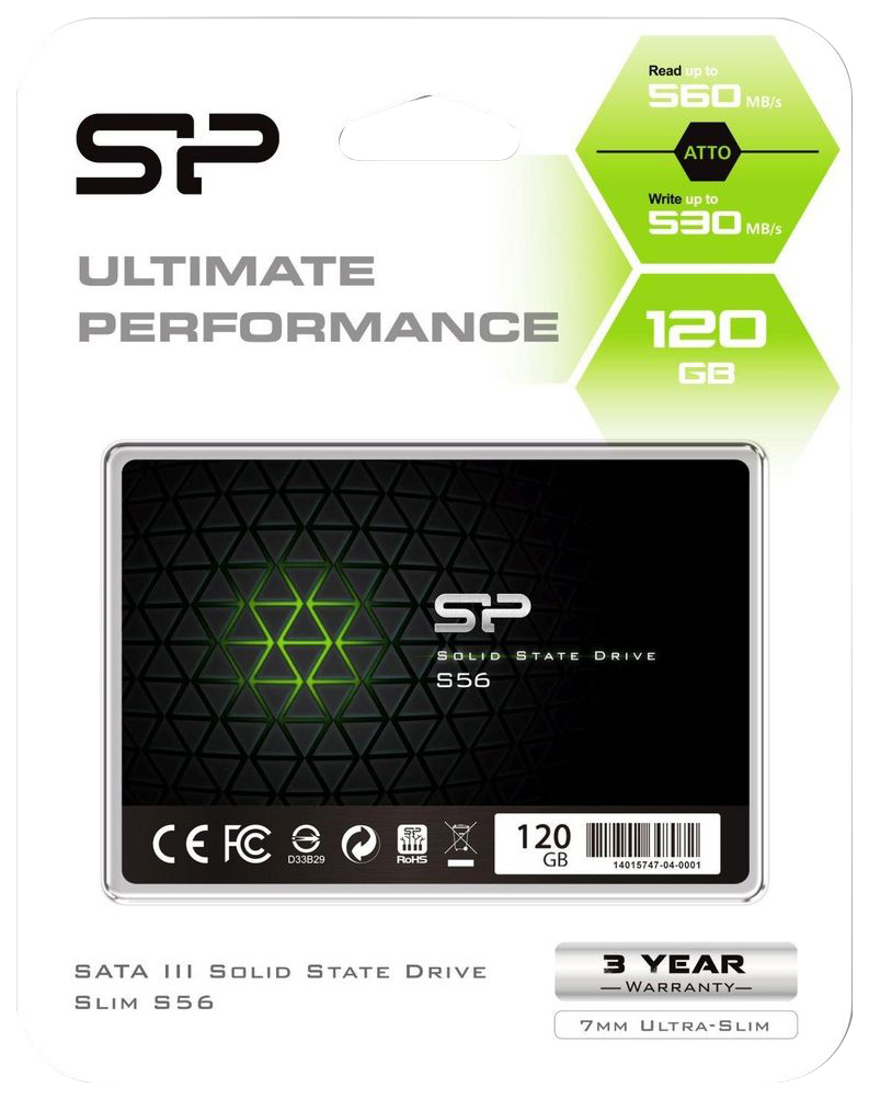 SSD накопитель Silicon Power Slim S56 2.5" 120 ГБ (SP120GBSS3S56B25RM)