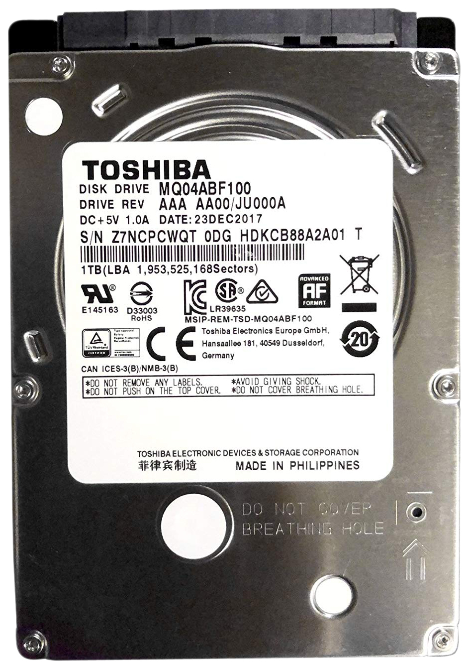 Жесткий диск Toshiba MQ 1ТБ (MQ04ABF100)