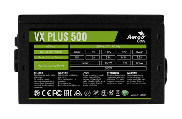 Блок питания AeroCool VX-500 PLUS 500W (VX PLUS 500)