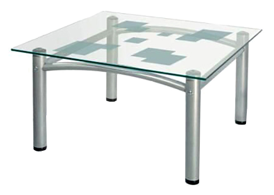 Журнальный столик Мебелик Робер 2М 1503 75х75х43 см, металлик/серебро/прозрачный