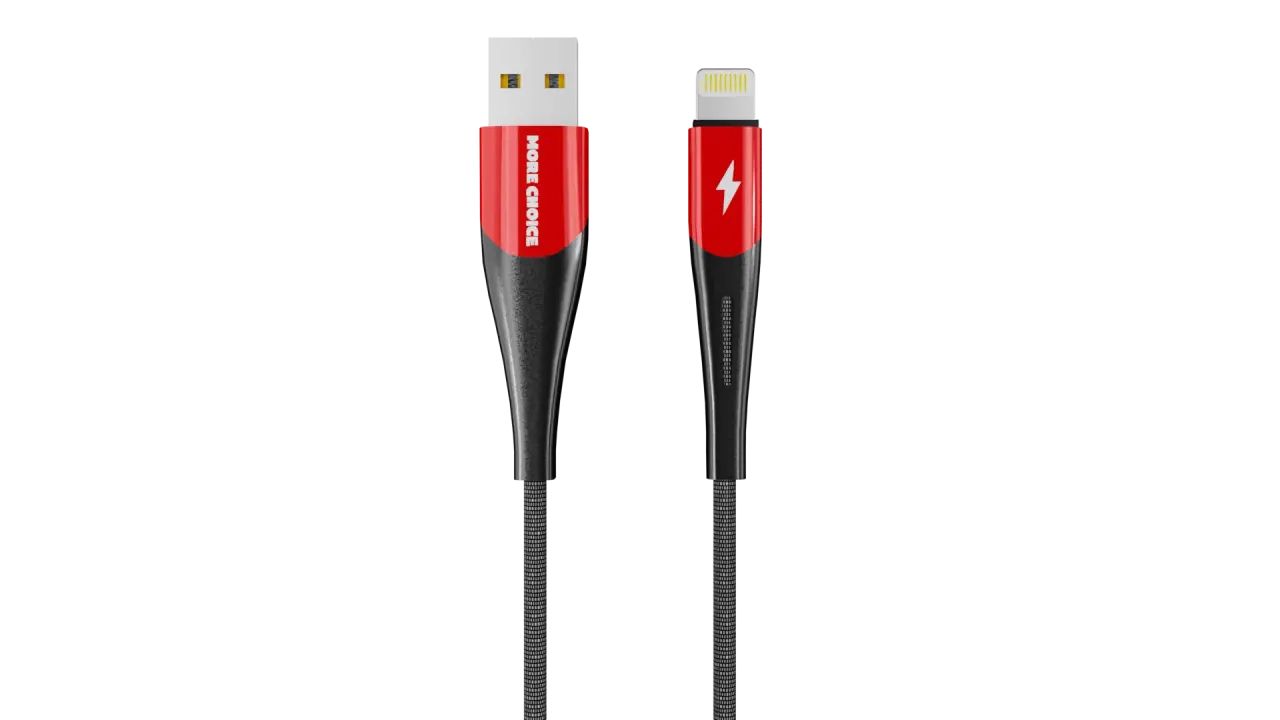 Дата-кабель More choice K41Si New Smart USB 2.4A для Lightning 8-pin нейлон 1м Red Black