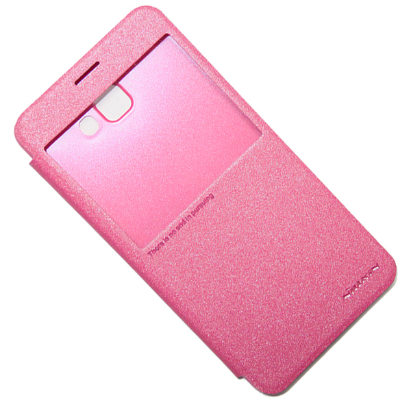Чехол Samsung SM-A900F (Galaxy A9) флип пластик-кожзам с окошком <розовый>