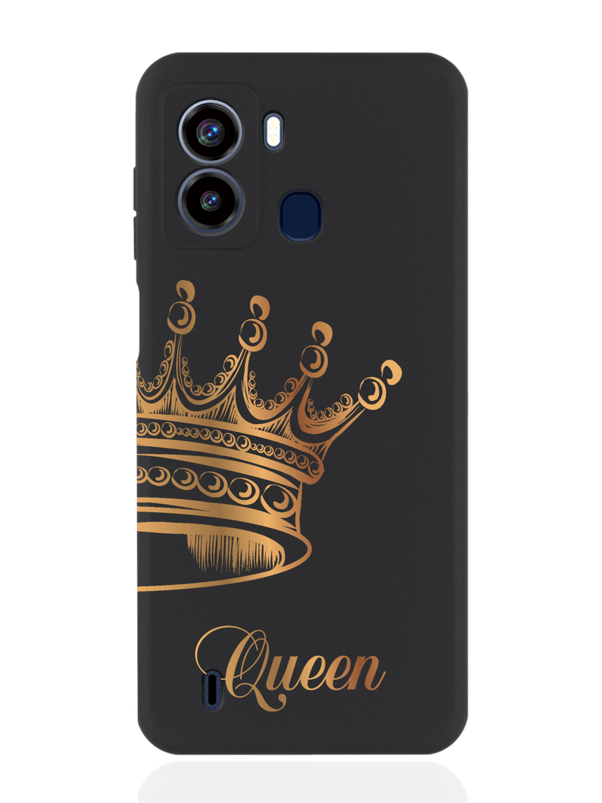 Чехол для Tecno Pop 6 Парный чехол корона Queen черный