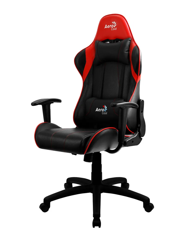 Игровое компьютерное кресло Aerocool AC100 Air, Полиуретан, красный, черный