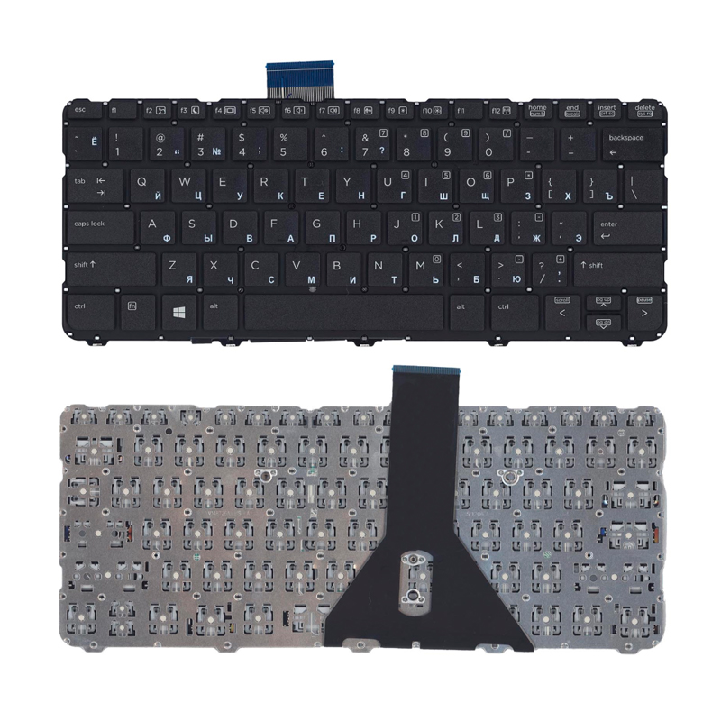 Клавиатура для ноутбука HP Probook 11 EE G1 черная без рамки (горизонтальный Enter)