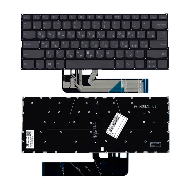 Клавиатура для ноутбука Lenovo Yoga C740-14 черная с подсветкой