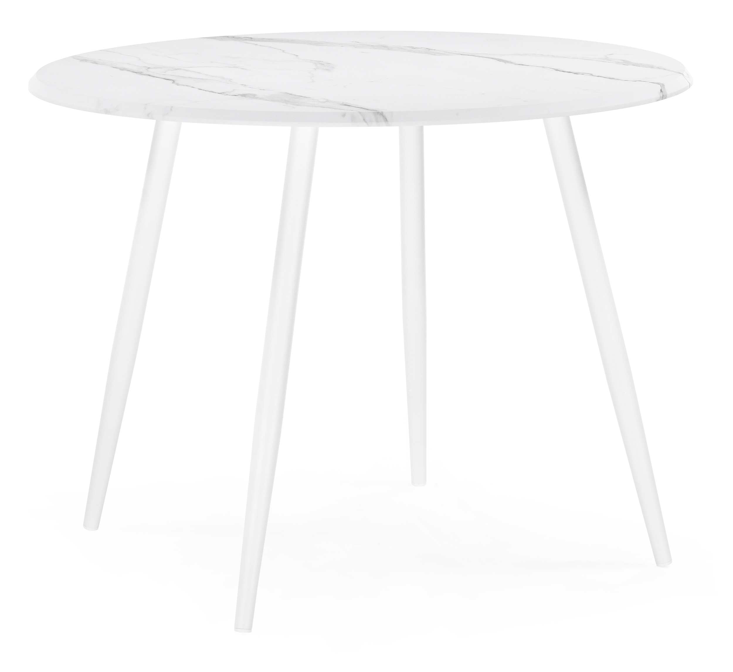 Деревянный стол Мебельные решения Абилин 100х76, мрамор белый / белый матовый
