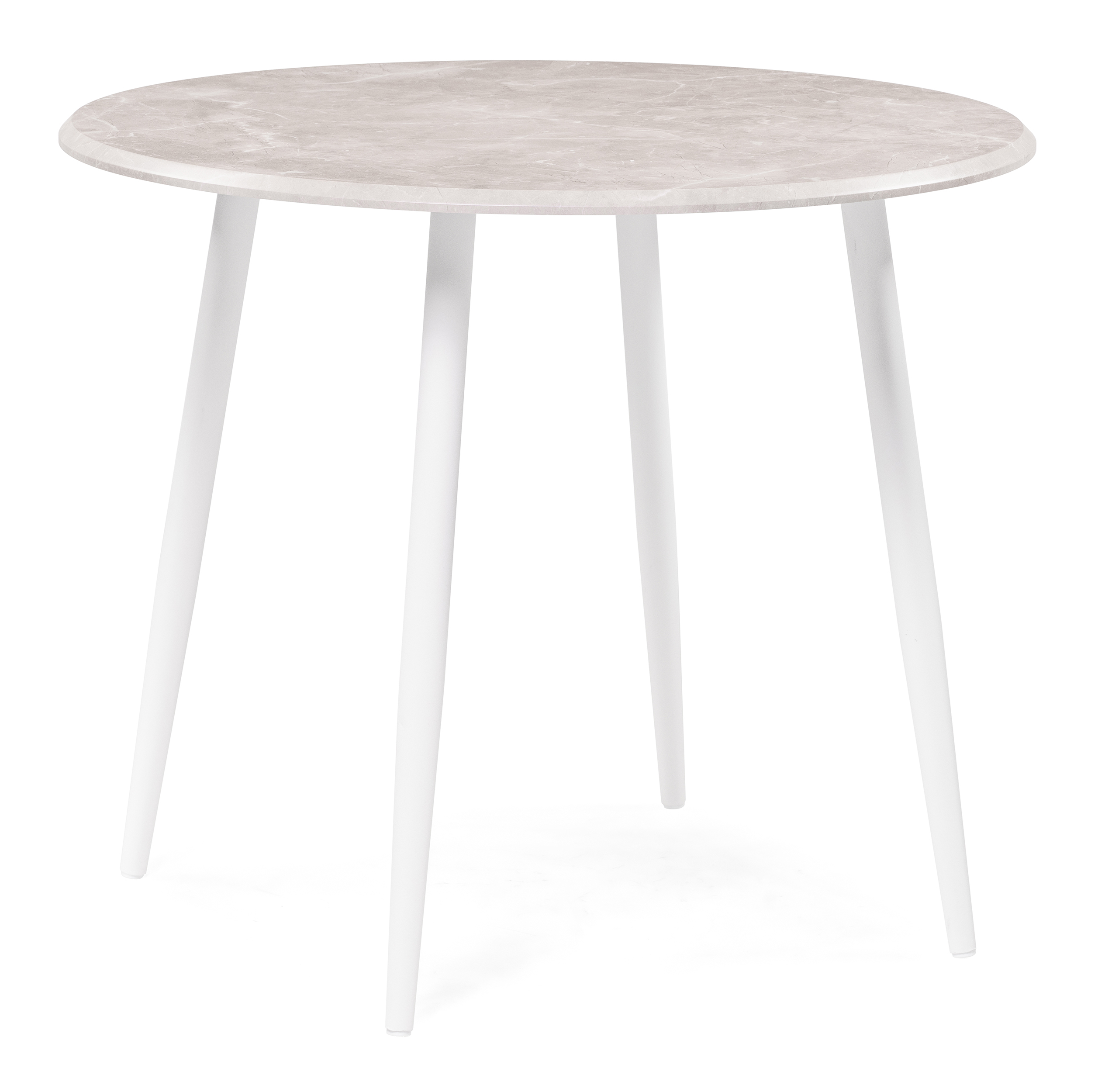 Деревянный стол Мебельные решения Абилин 90х76, мрамор светло-серый / белый матовый